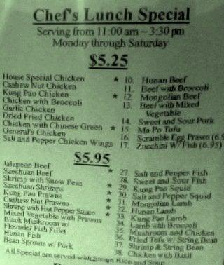 Menu at Happy Chef restaurant, Burlingame