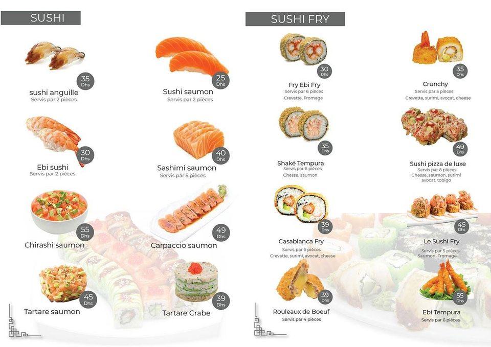 Carta del restaurante Le Sushi, Rabat Agdal, Rabat