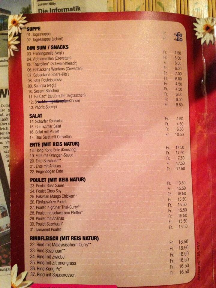 Menu at LOTUS Asia Restaurant & Take Away, St. Gallen