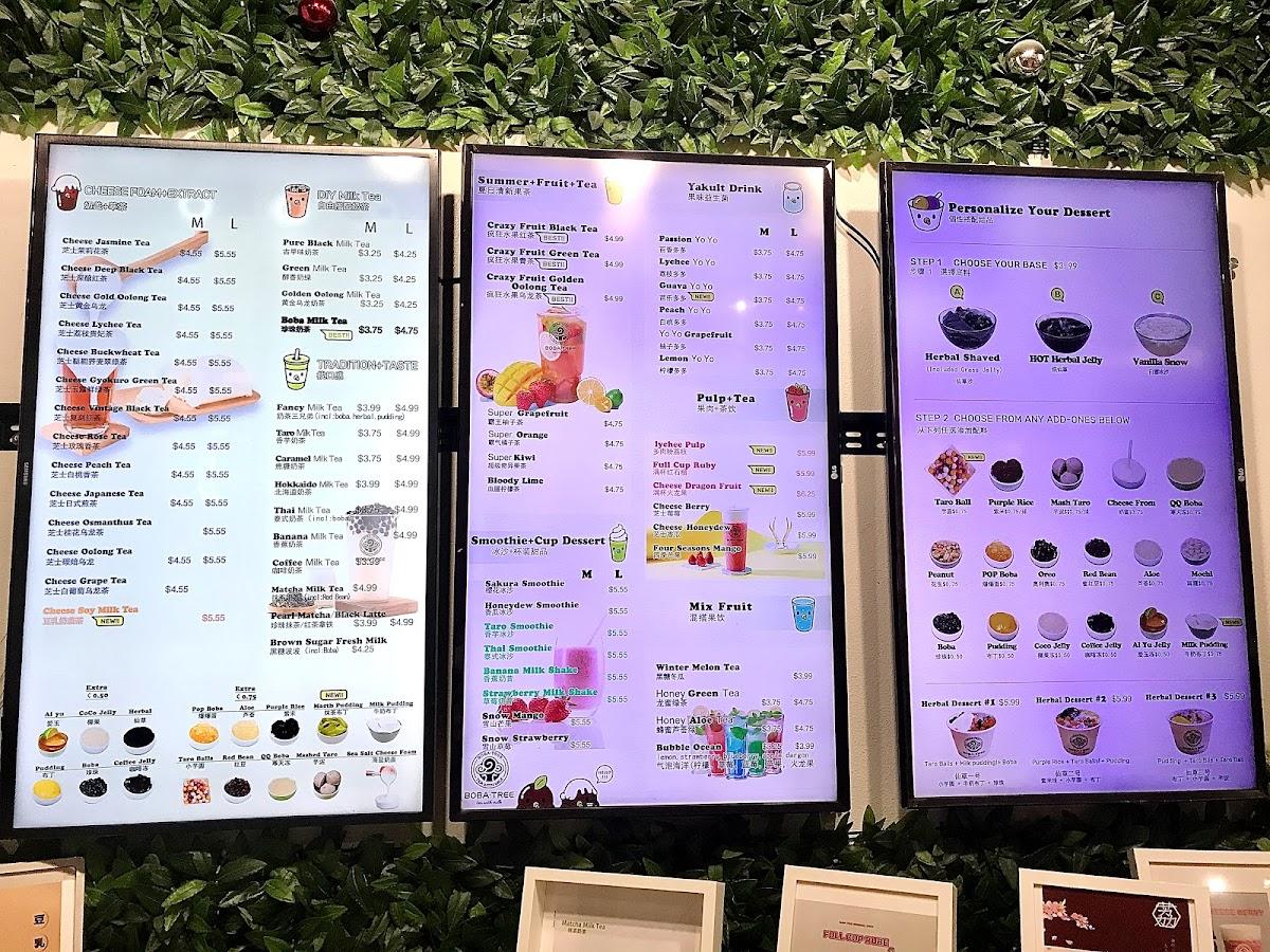 Menu at Boba Tree desserts, Mesa, S Dobson Rd
