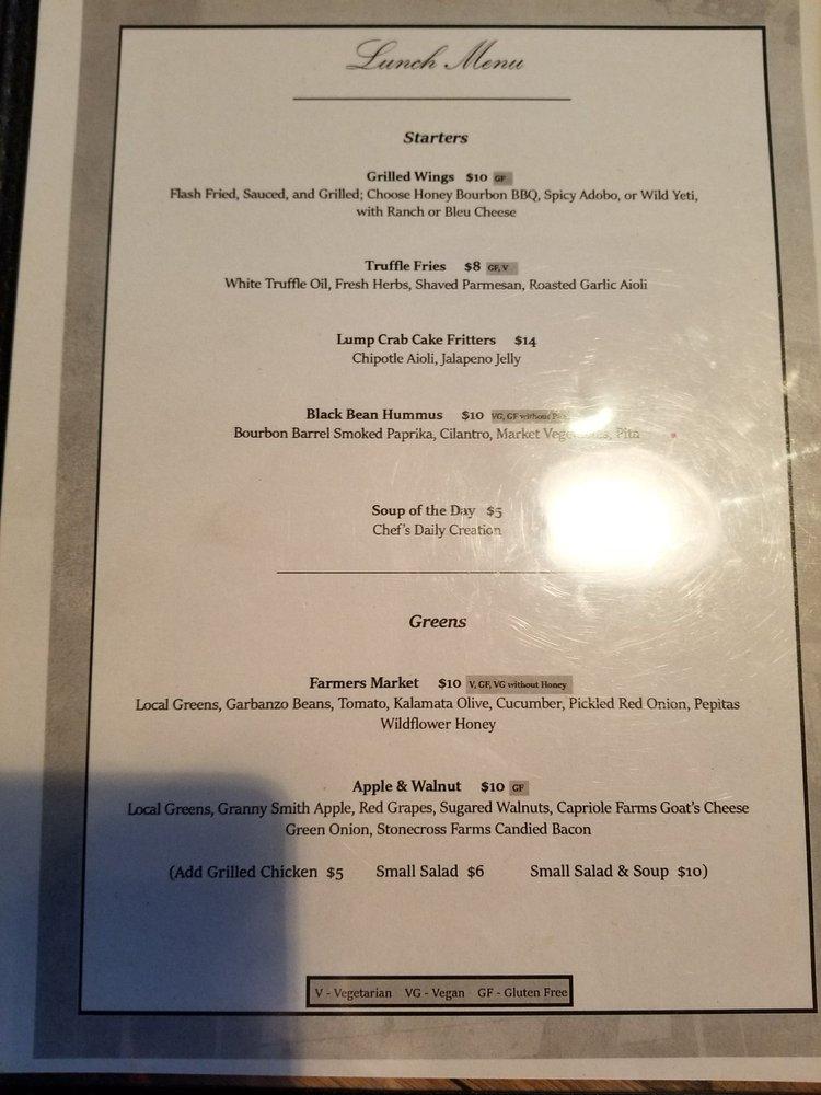 Menu at Red Yeti pub & bar, Jeffersonville