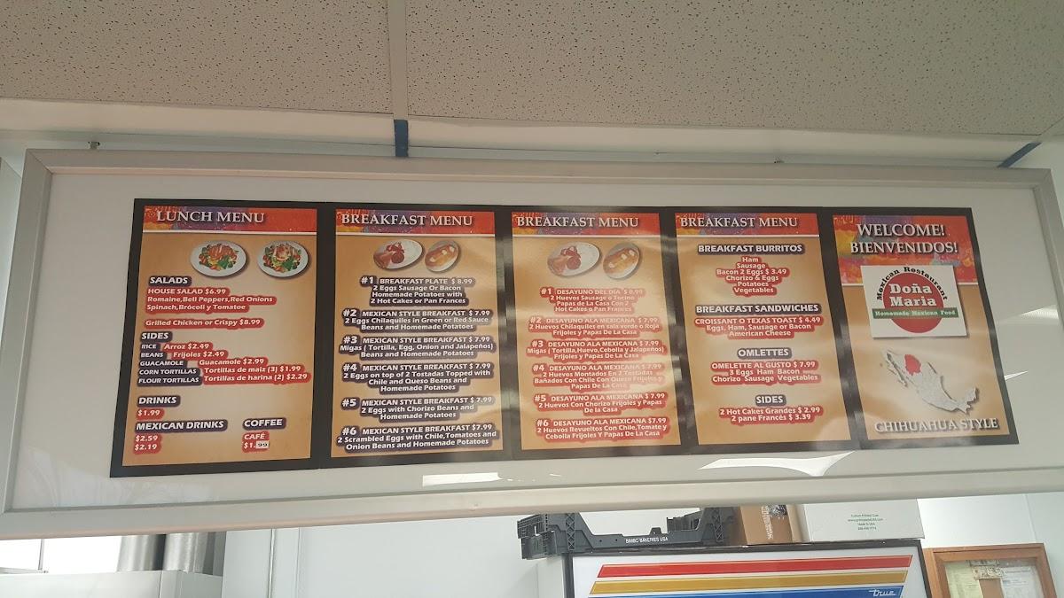 Menu at Doña Maria Mexican Restaurant, Dallas