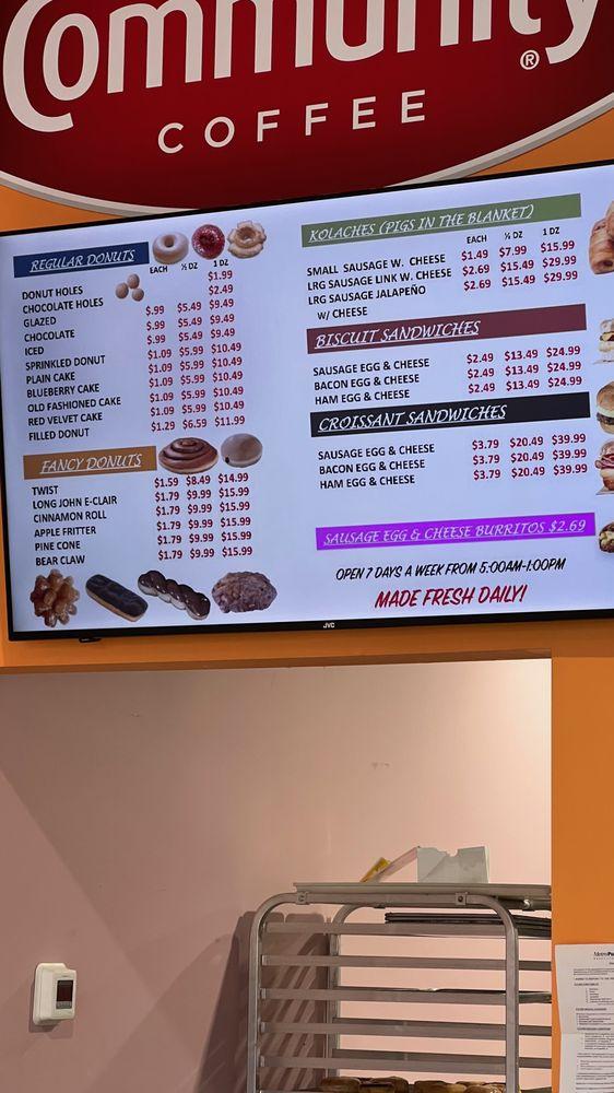 Menu at Donut Time, Nashville