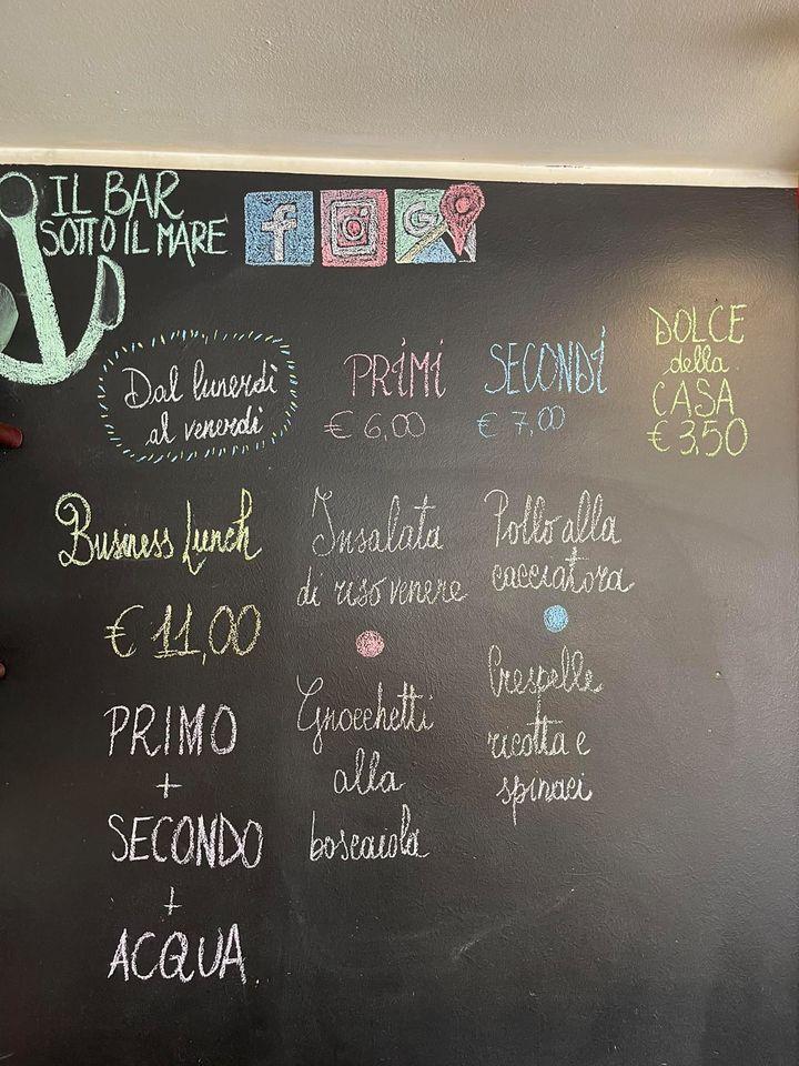 Menu at Il Bar sotto il Mare, Cagliari