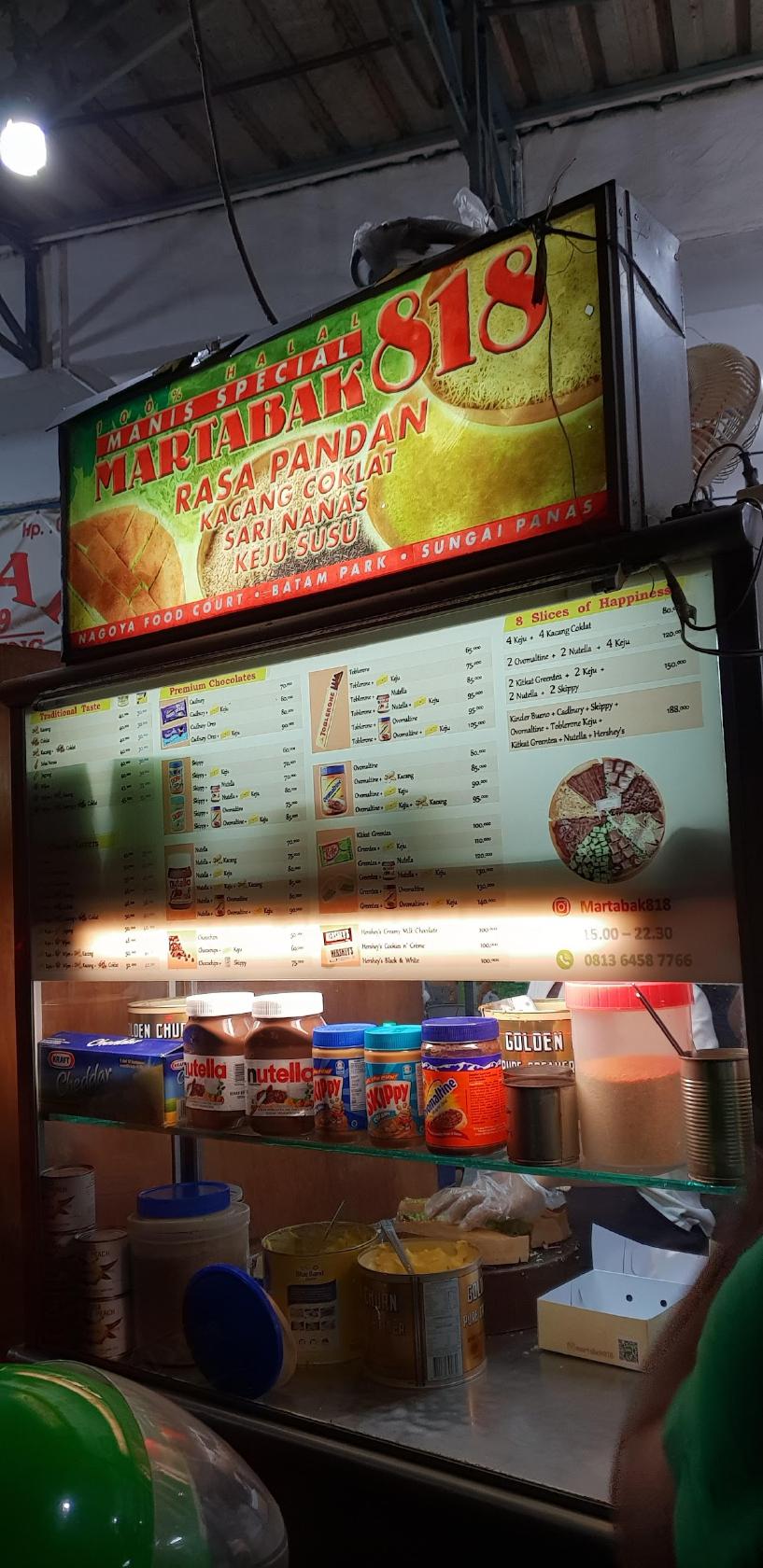 Menu at Martabak 818 restaurant, Batam, Komplek Batam Park Blok B no. 19