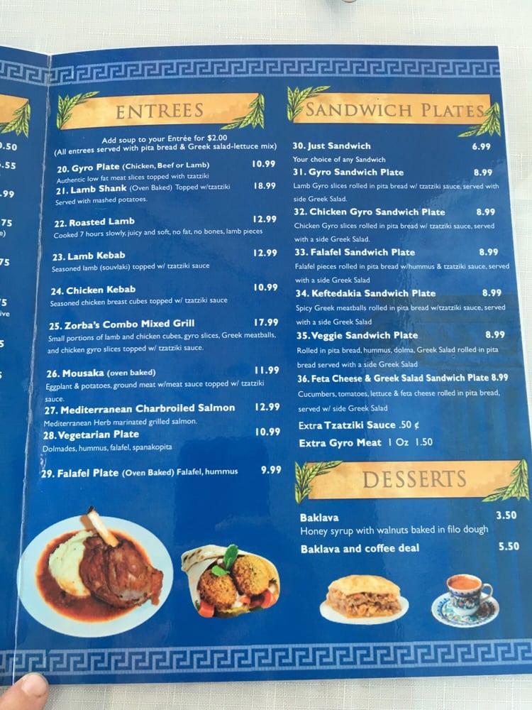 Menu at Athena Gyro restaurant, Palm Desert