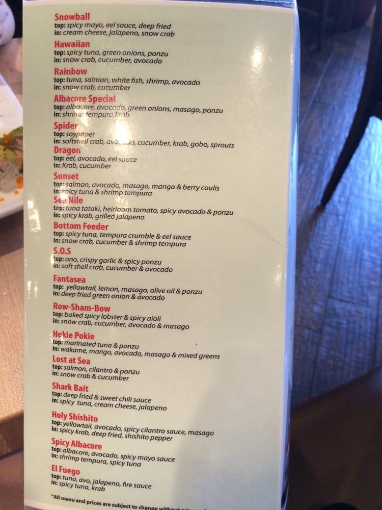 Menu at Boto Sushi restaurant, San Diego, Carmel Mountain Rd #1305