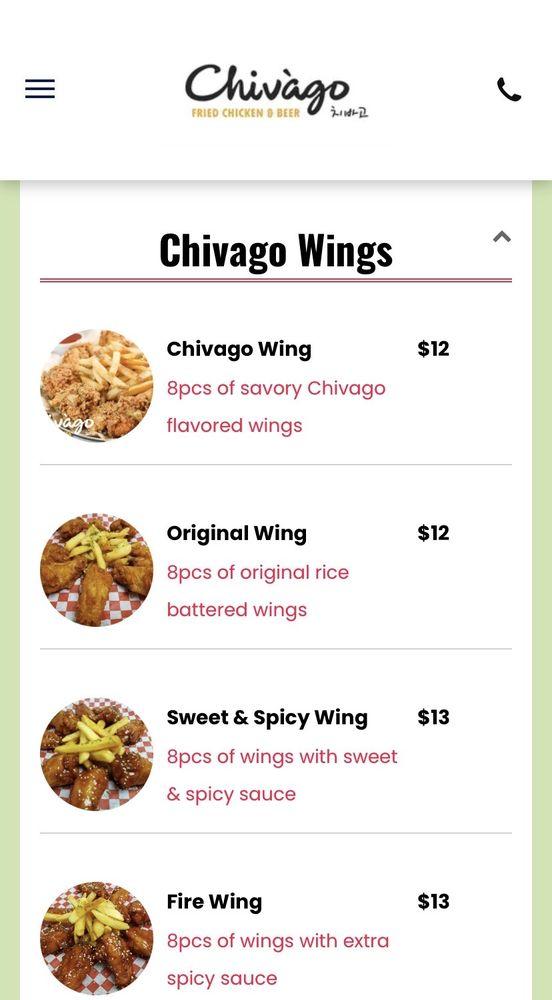 Carta del restaurante Chivago Chicken & Beer 치바고 치킨 달라스, Dallas