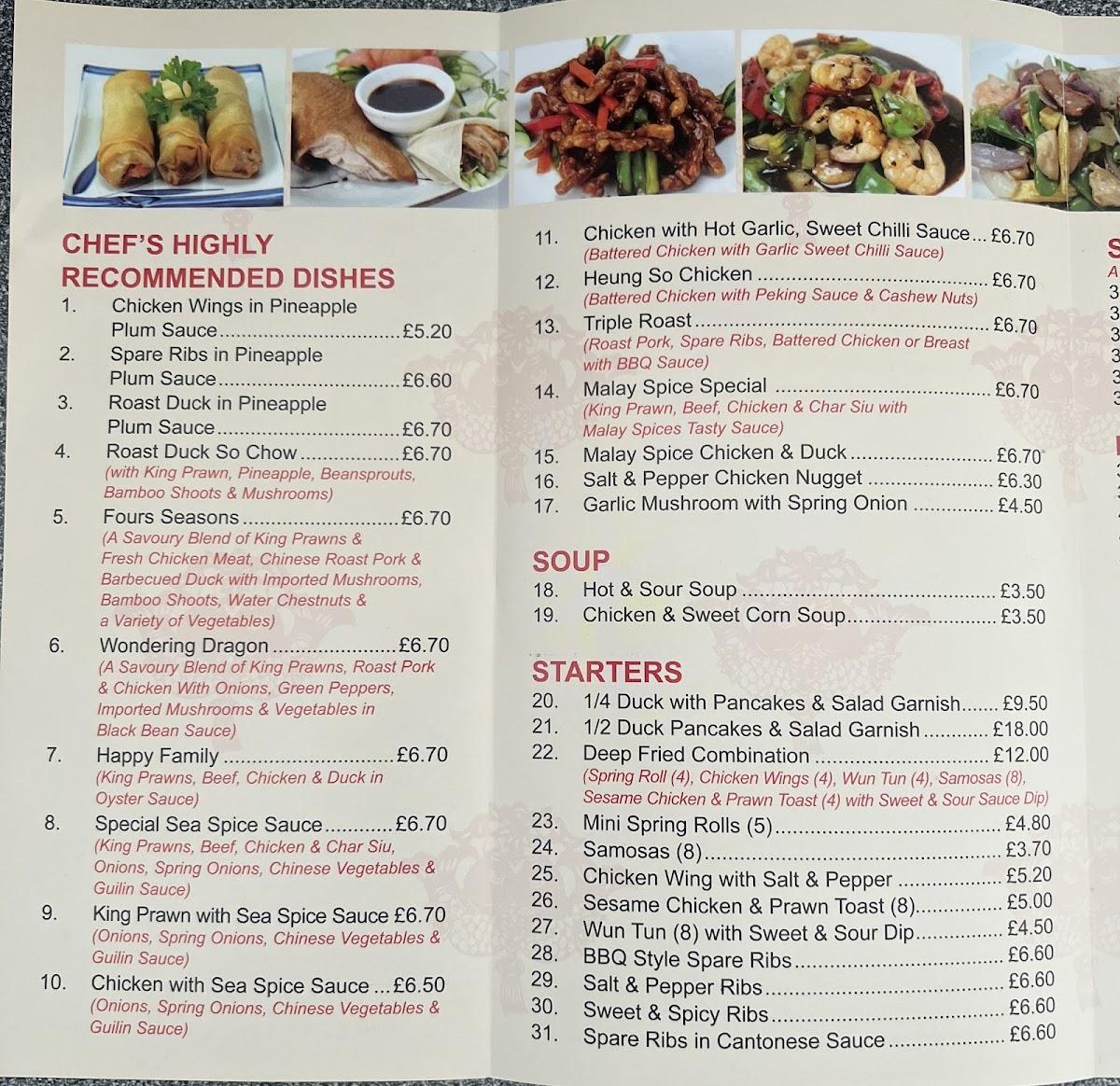 Menu at Ko Sing Takeaway fast food, Wrexham