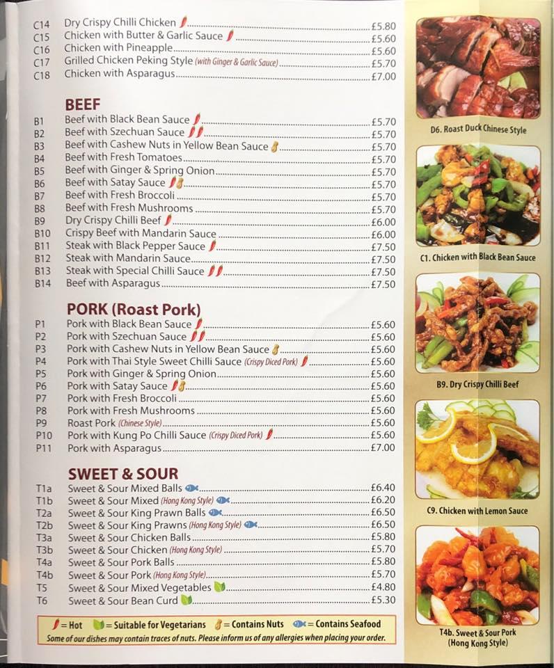 Menu at The Mandarin restaurant, Stowmarket, Stowmarket Rd