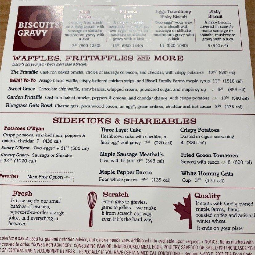 Carta del restaurante Maple Street Biscuit Company, Bee Cave