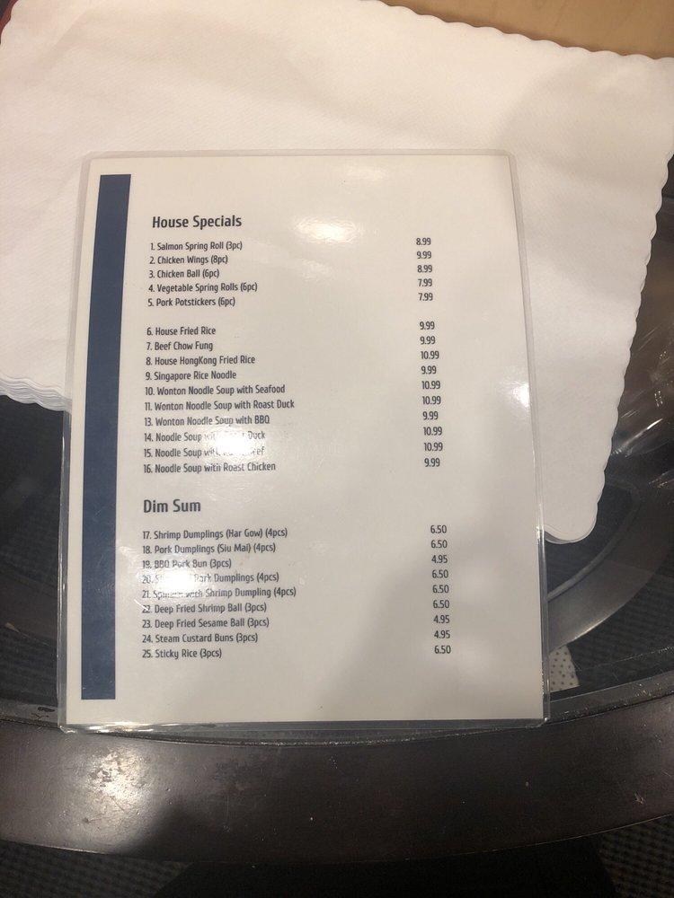 Menu at Ming's Restaurant, Belvedere Tiburon