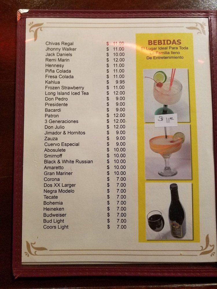 Menu at Plaza Garibaldi restaurant, Yonkers