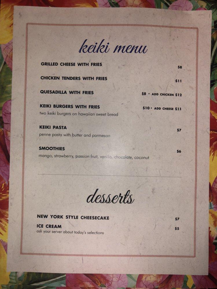 Menu at Sunset Terrace pub & bar, Kahaluu-Keauhou