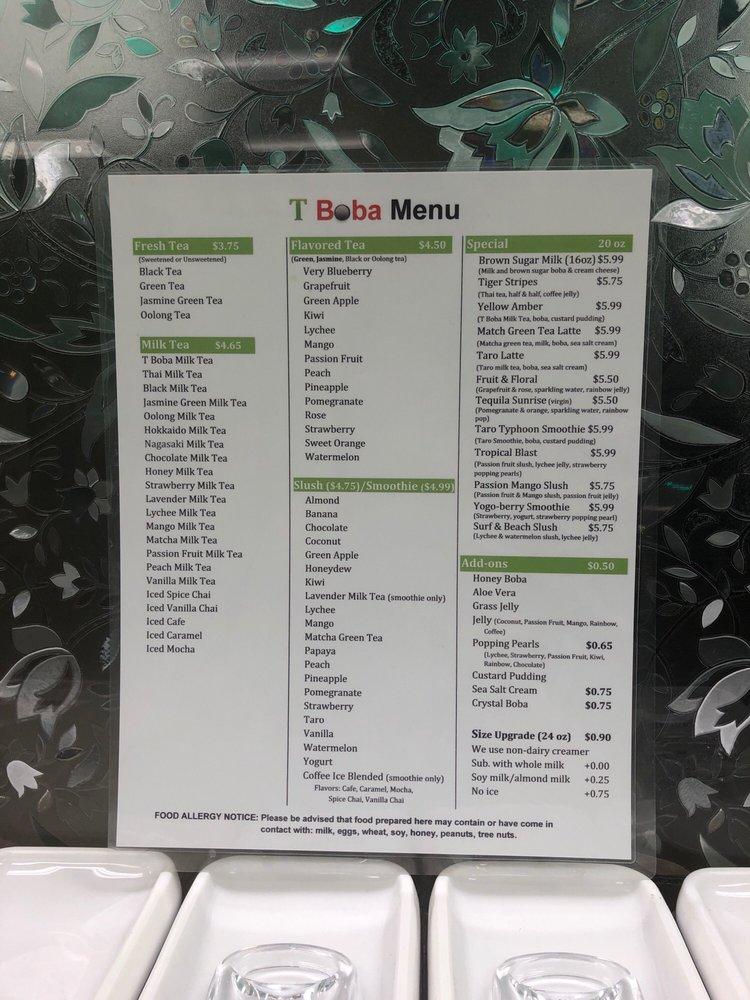 Menu at T Boba pub & bar, Cape Coral