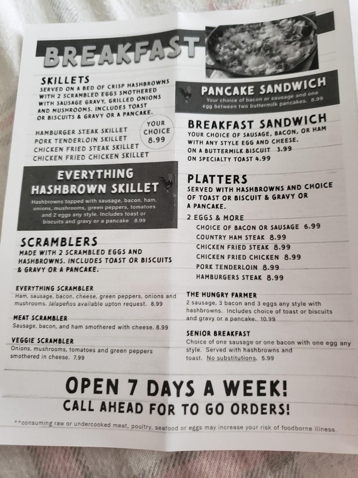 Menu at The Diner restaurant, Clever, 412 N Public Ave