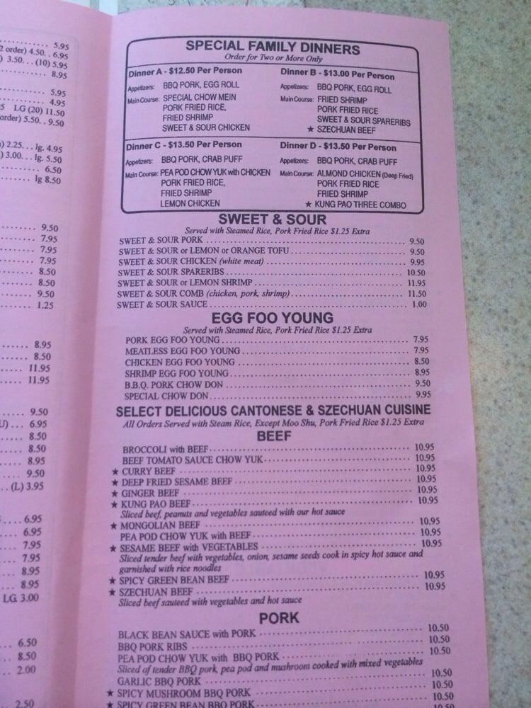 Menu at John's Chinese Restaurant, Keizer