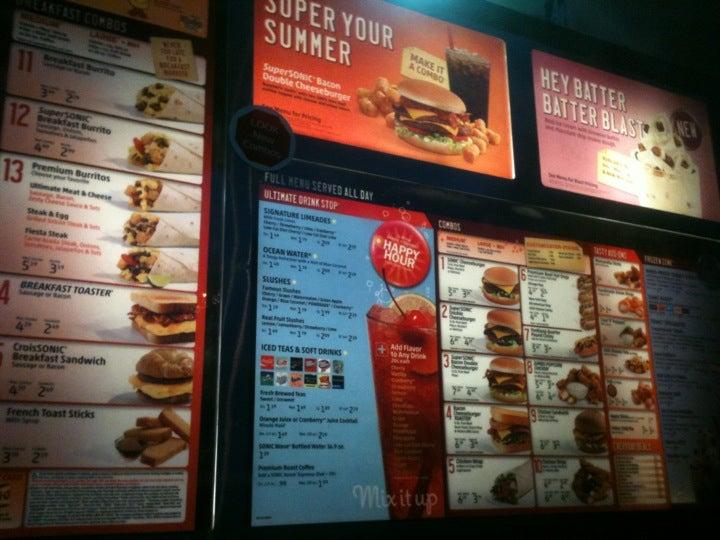 Menu at Sonic Drive-In fast food, Arlington, S Collins St