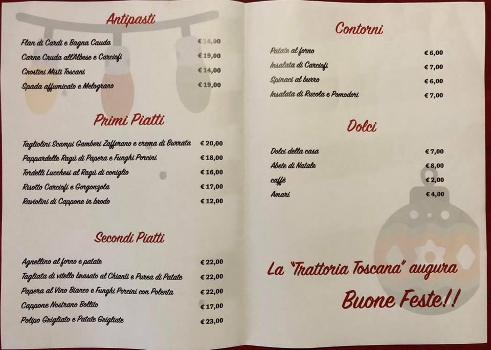 Menu da Trattoria Toscana ristorante, Torino, Via Vanchiglia