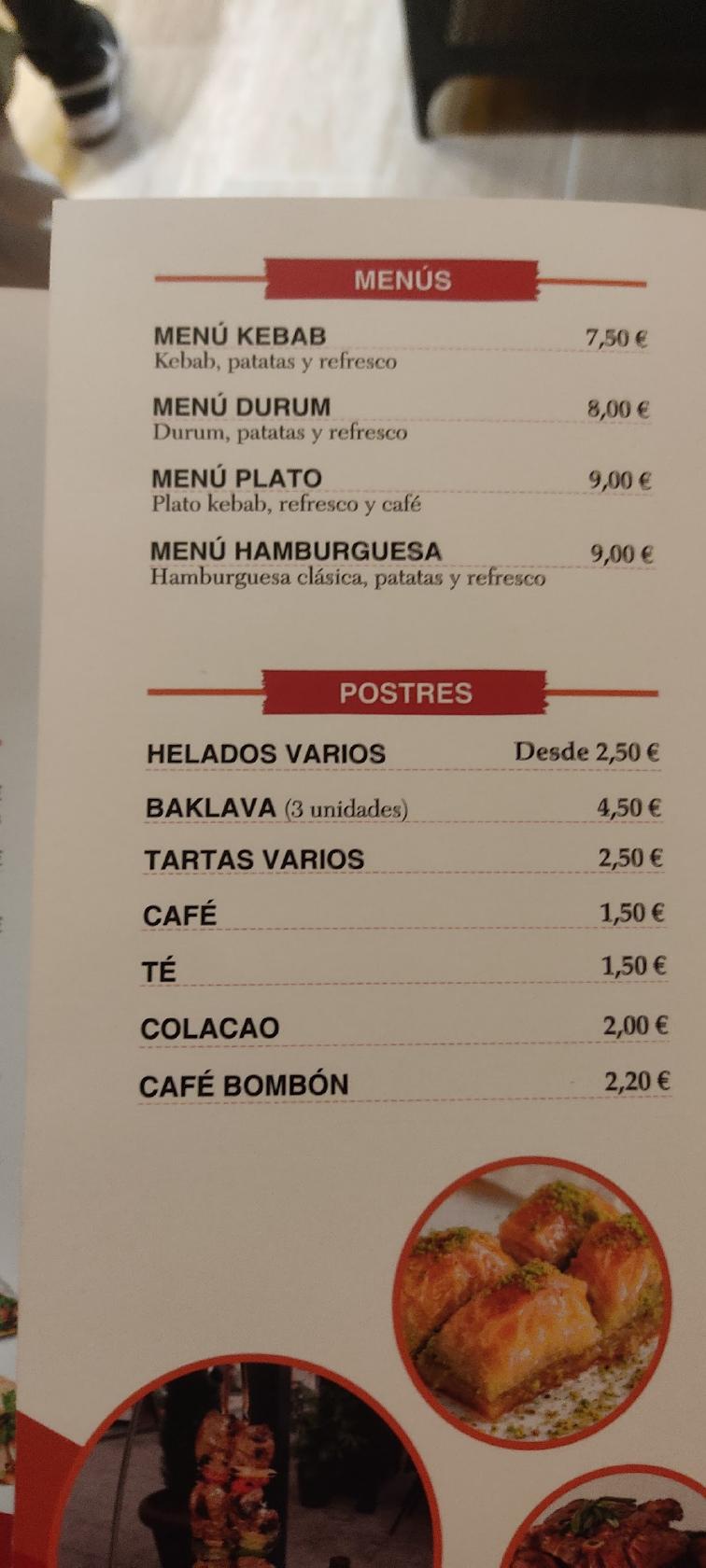 Carta de Bar - restaurante GYUMRI, Getafe
