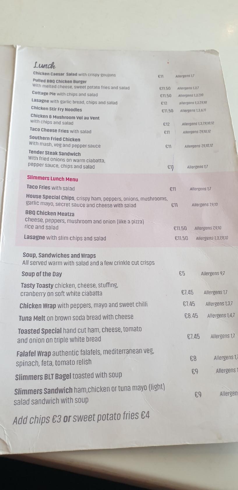 Menu at Dora Mays Café cafe, Newbridge