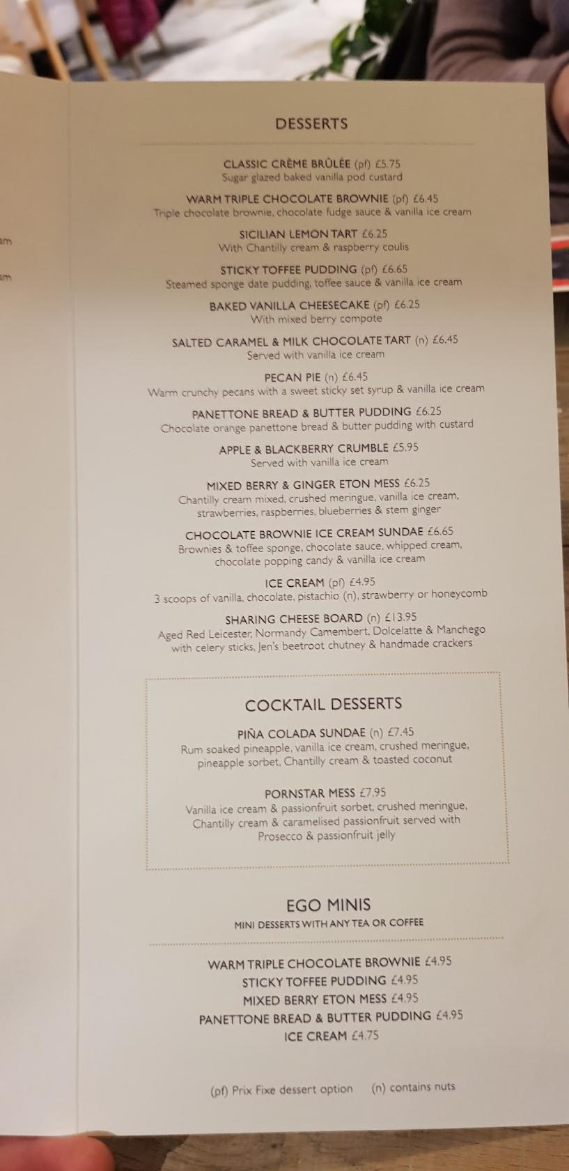 Menu at Ego At The Cedar Tree, Nuneaton pub & bar, Nuneaton