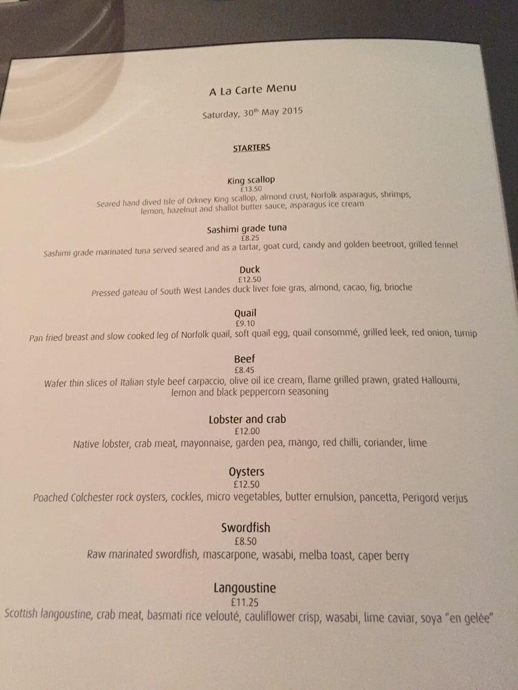 Menu at La Maison Bleue restaurant, Bury Saint Edmunds