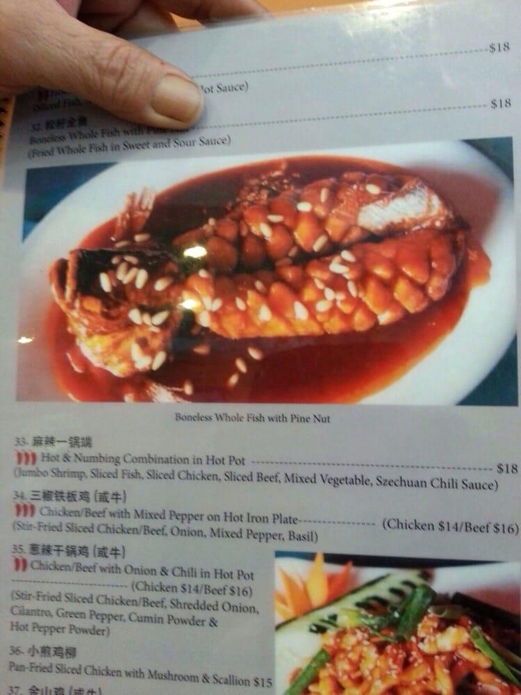 Menu at Peter Chang restaurant, Williamsburg