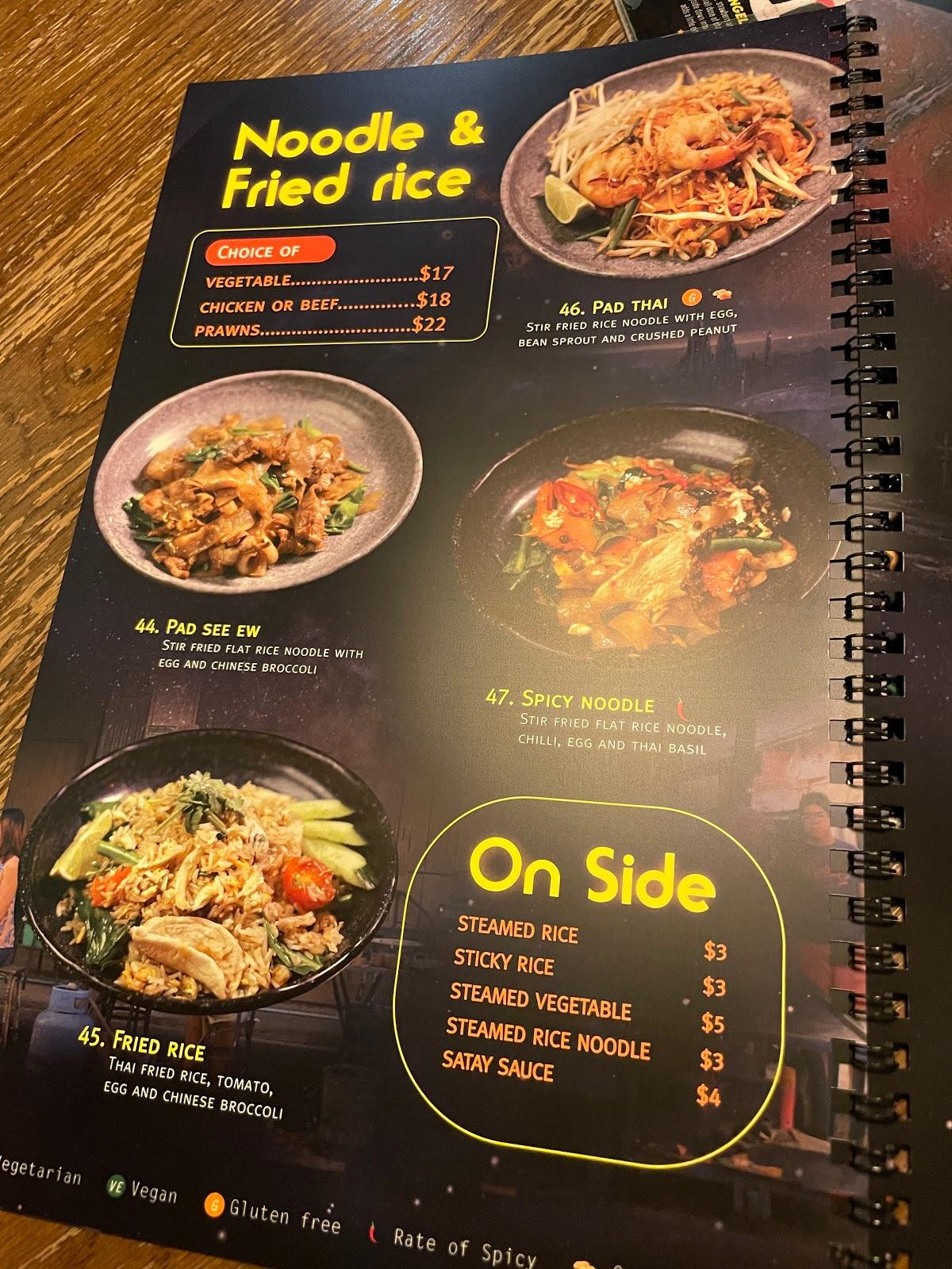 Menu at Pochana restaurant, Brisbane City