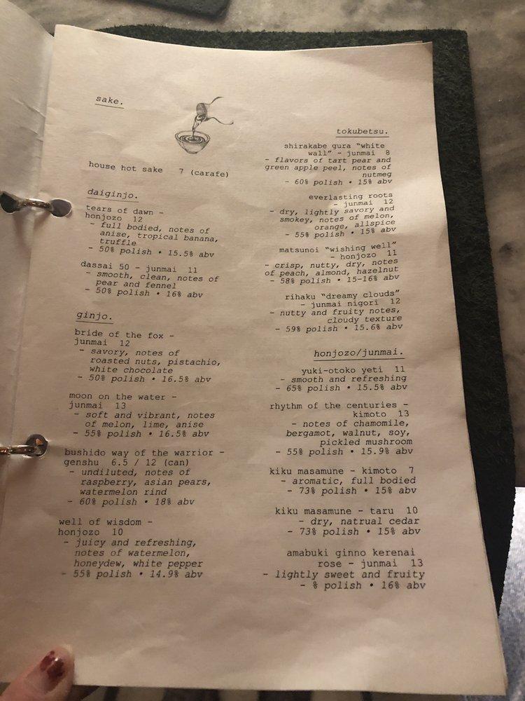 Menu at TORI TORI pub & bar, Orlando
