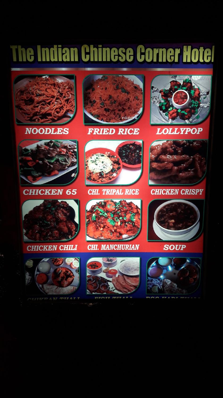 Menu at The Indian Chinese Corner, Mumbai