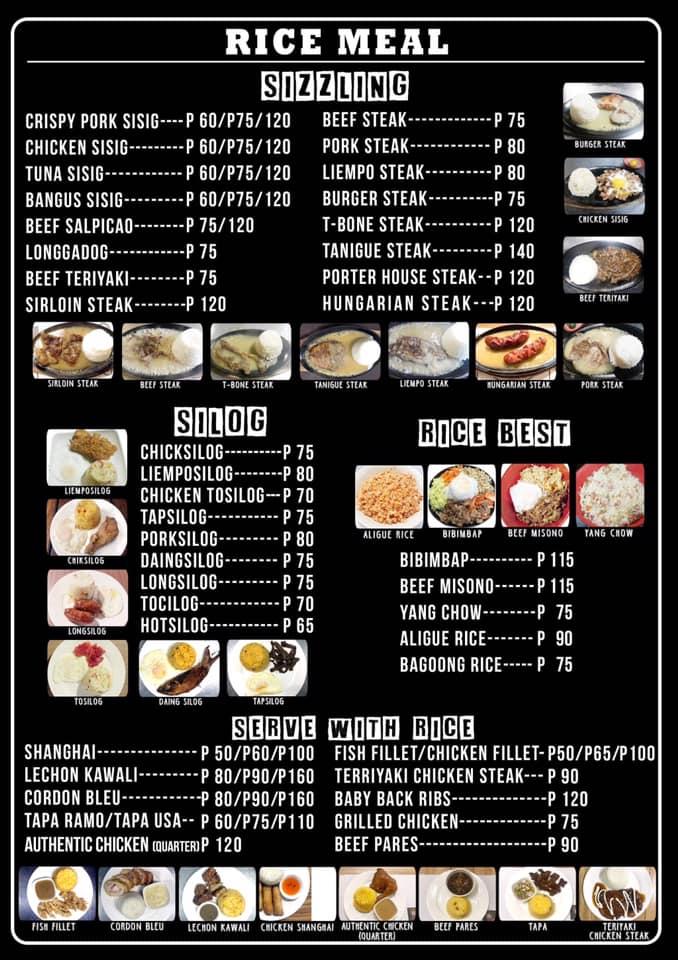 Carta del restaurante Payawal Thumbs-Up Sizzling House, San Miguel