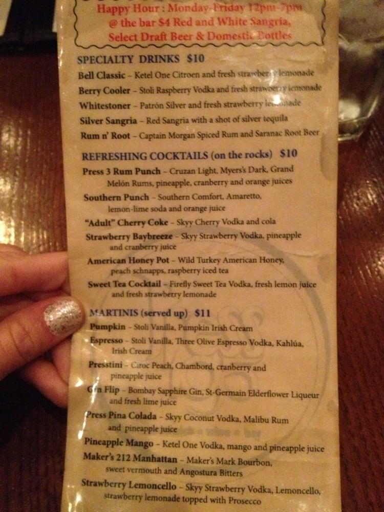 Menu at Press 195 pub & bar, Rockville Centre, 22 N Park Ave