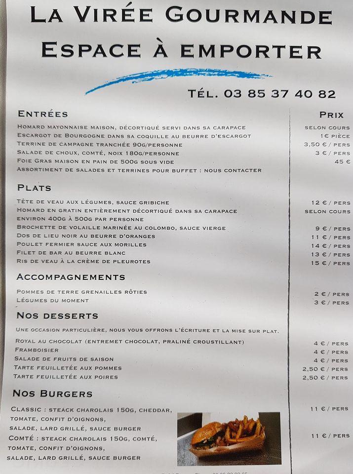 Menu au Restaurant la virée gourmande, Viré