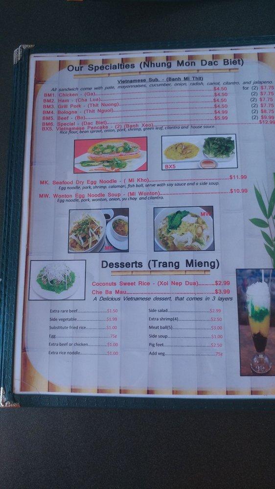 Menu at Saigon Bistro pub & bar, Fayetteville