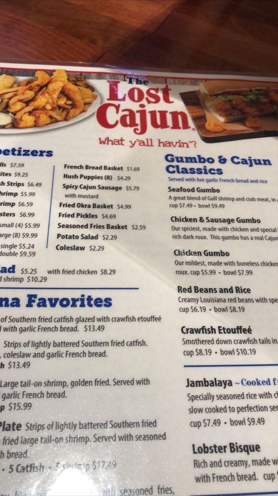 Menu at The Lost Cajun restaurant, Mount Juliet