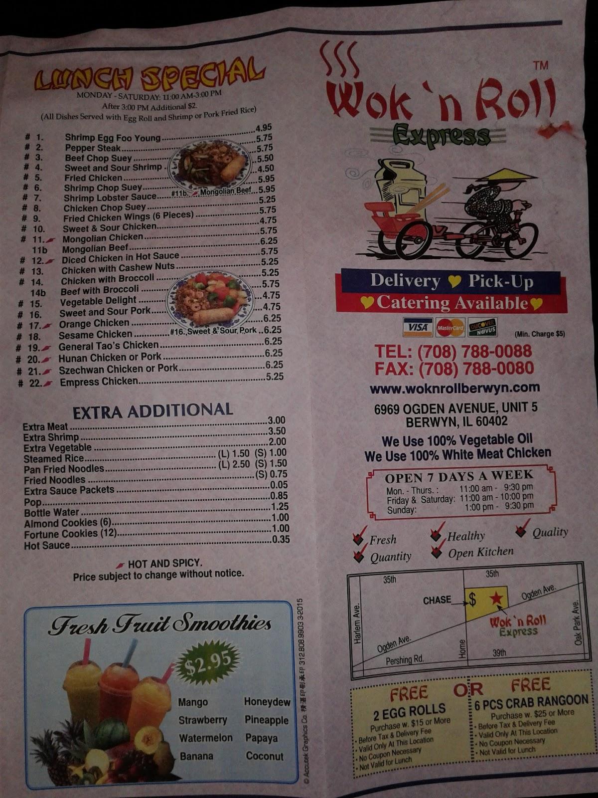 Menu at Wok N Roll Express restaurant, Berwyn, Ogden Ave #5