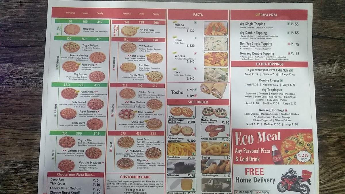 Menu at vip pizza, Nabha, 95G6+8WM