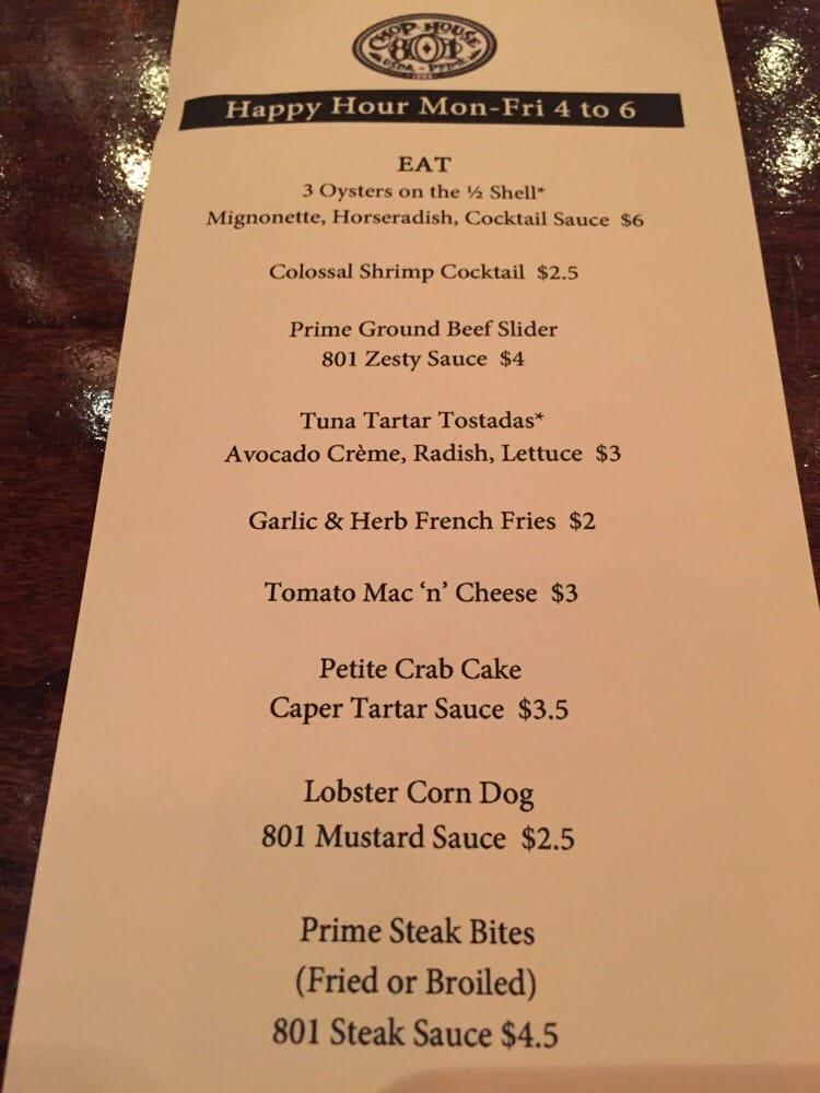 Menu at 801 Chophouse at the Paxton pub & bar, Omaha