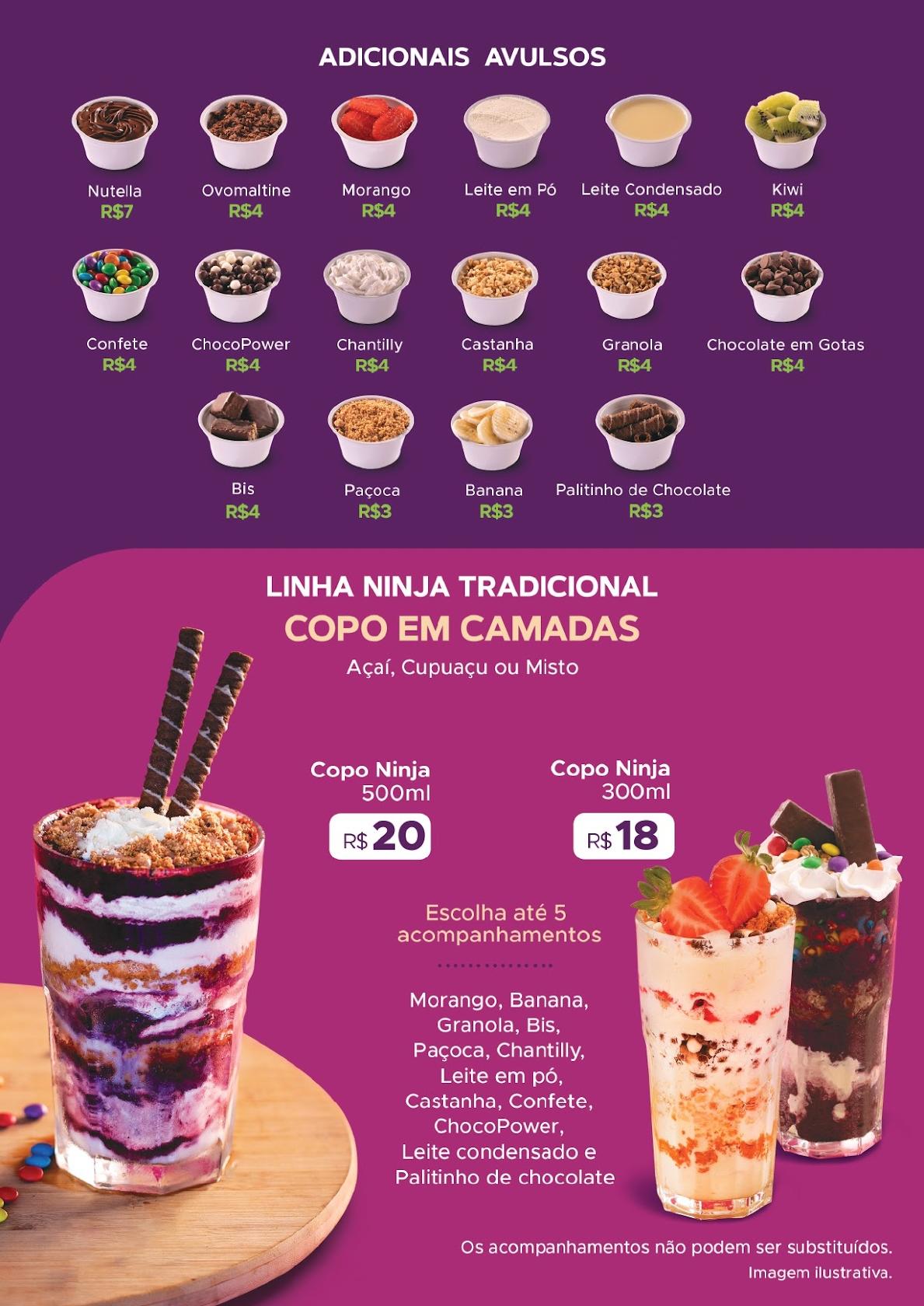 Menu em Açaí do Ninja Parque Amazônia, Goiânia