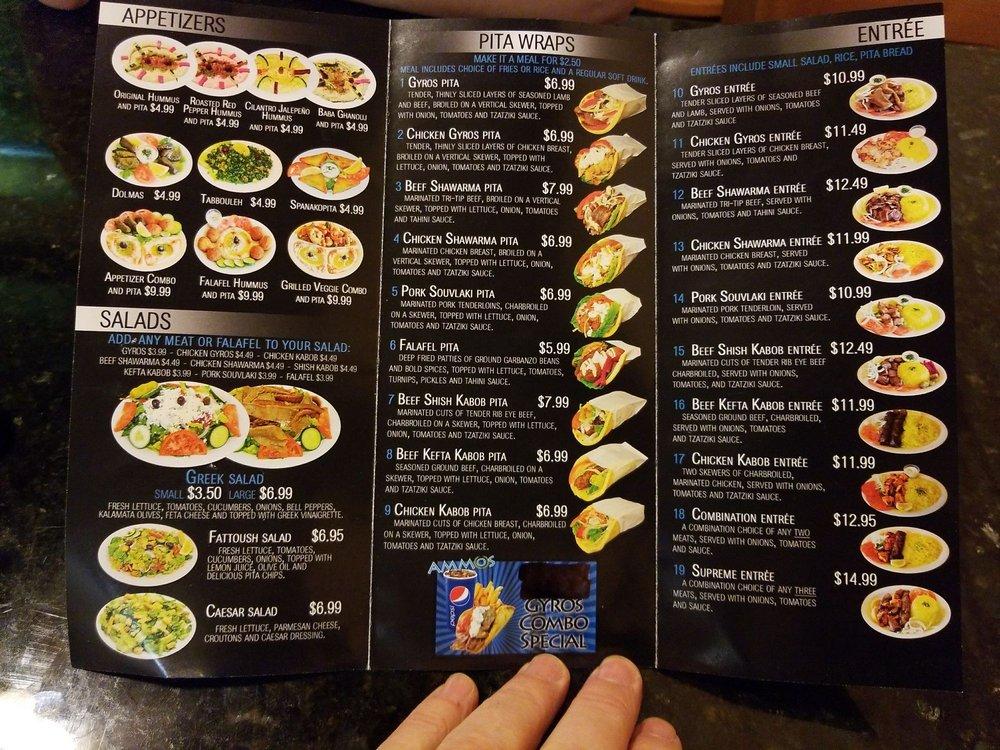 Menu at Ammos Mediterranean Grill restaurant, Glendale