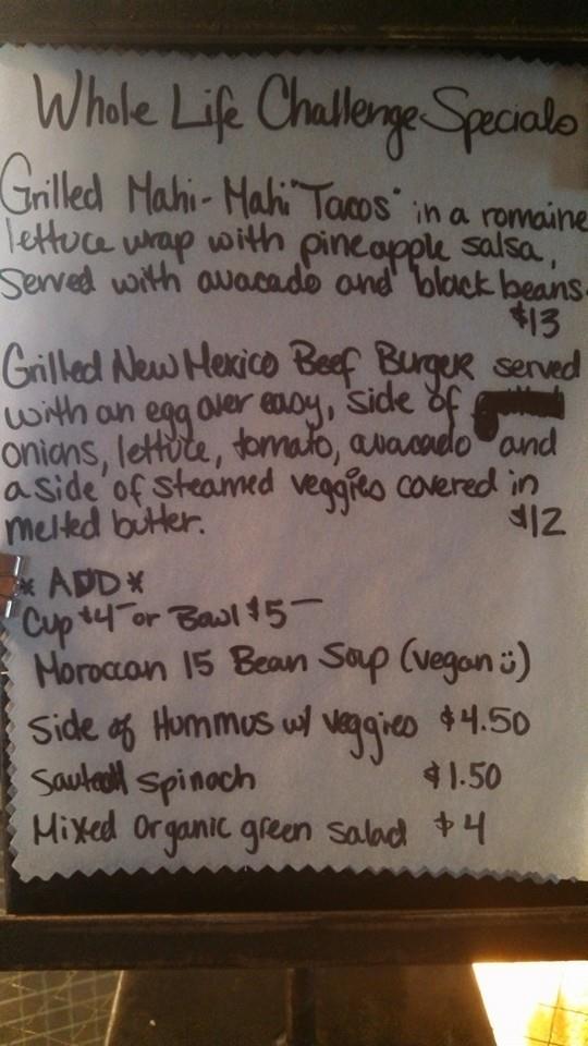 Menu at Counter Culture cafe, Santa Fe