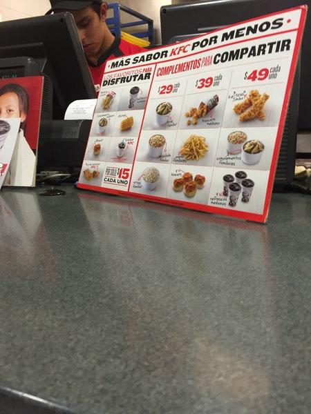 Carta del restaurante Kentucky Fried Chicken KFC, Ciudad del México ...