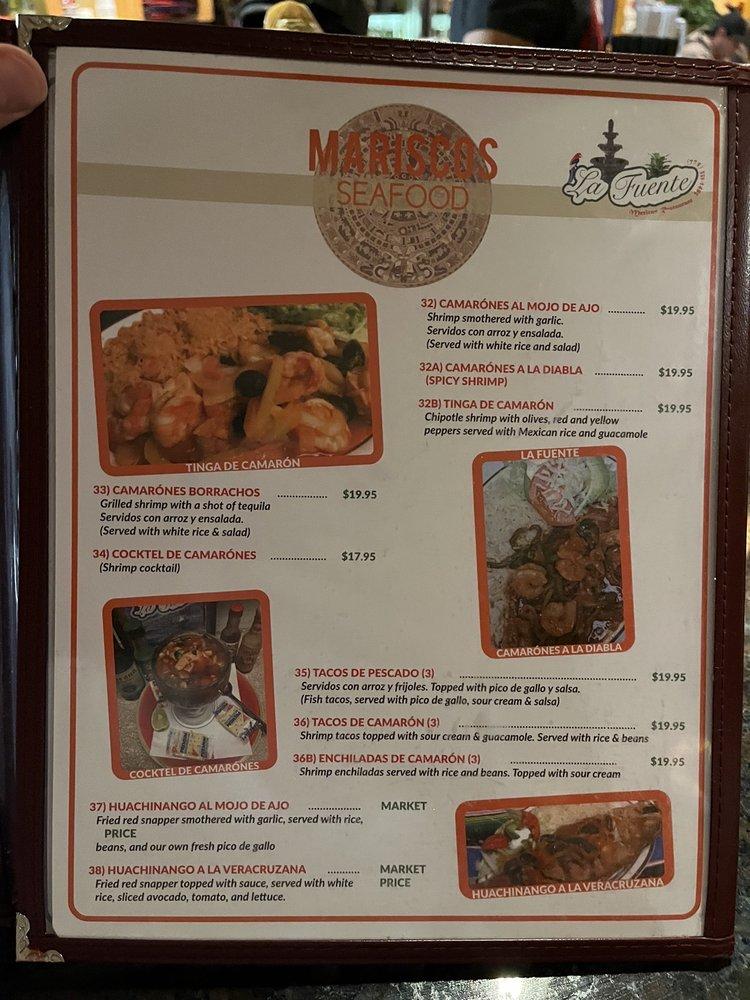 Menu at La Fuente restaurant, Sparks