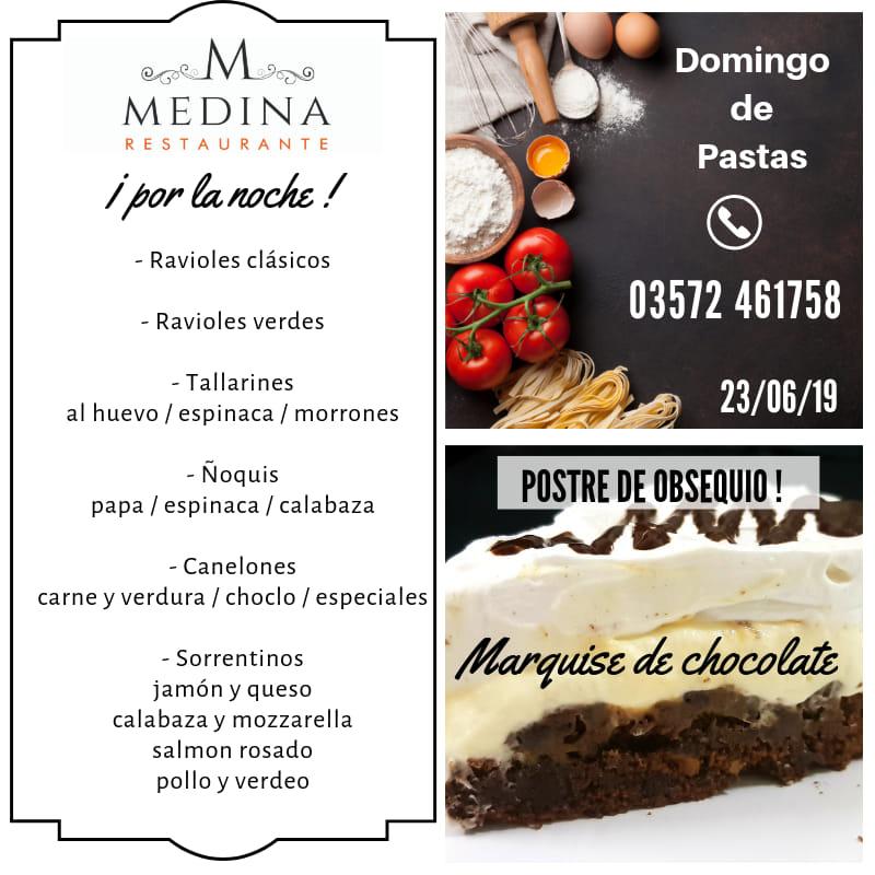 Carta de Medina Restaurante, Oncativo