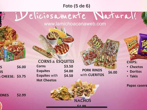 Menu at Paleteria La Michoacana, Pampa