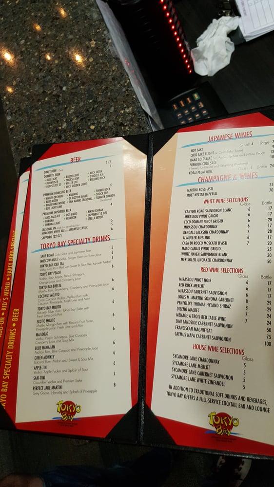 Menu at Tokyo Bay Japanese Steakhouse & Sushi Bar, Waterloo, Sears St
