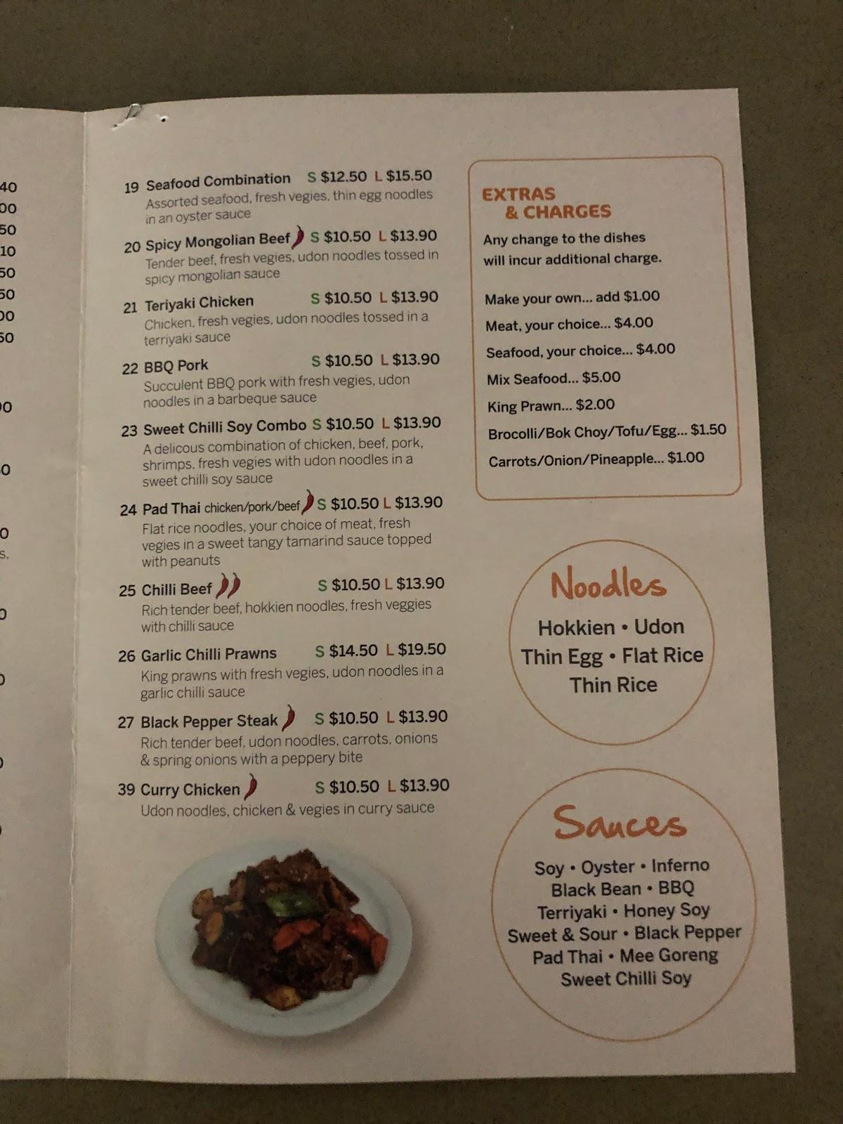 Menu at Noodle Hut fast food, Craigieburn