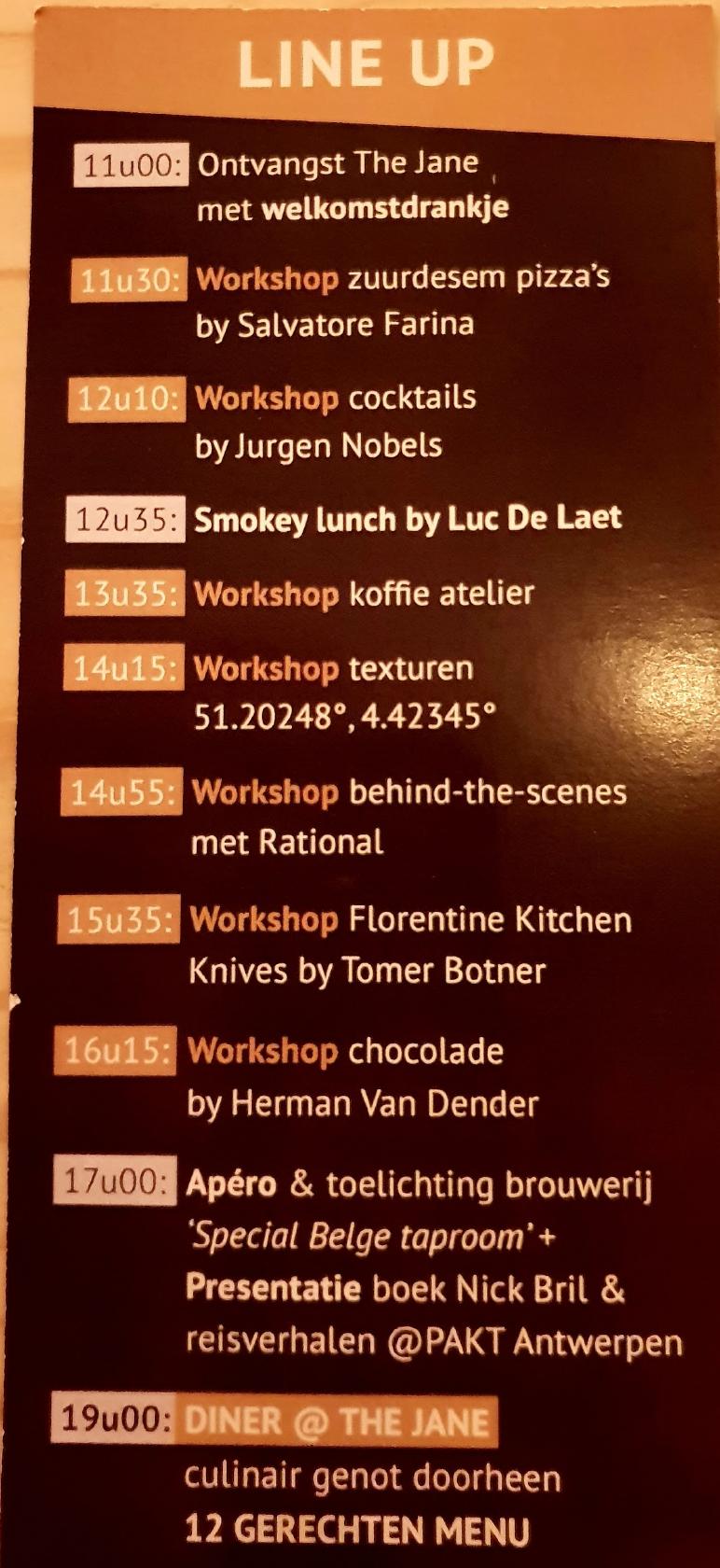 Menu at The Jane, Antwerp