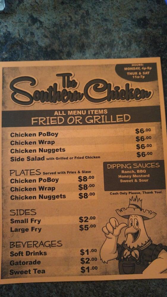 Menu at The Southern Chicken, Myrtle Beach